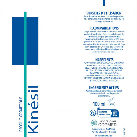 Kinésil - action décontracturante et soulageante